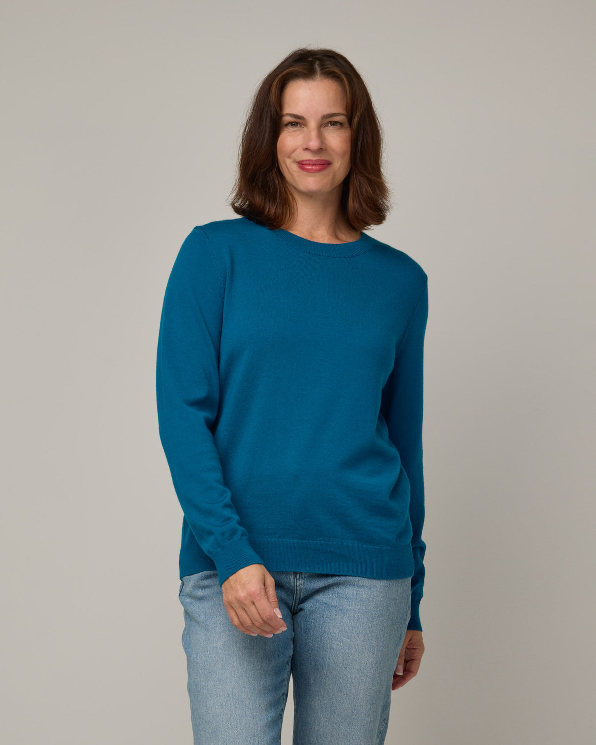 Maeve Merino Wool Crewneck Sweater - Royal Teal – Maeve Crew Neck Sweater | wool&