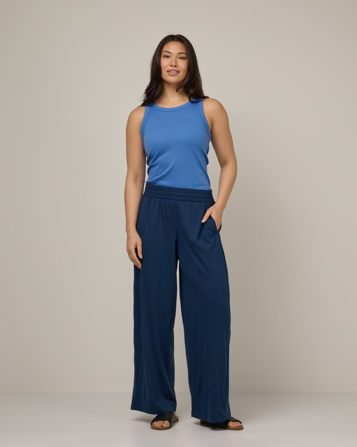 Lisbon Merino Wool Palazzo Pant - Marine Blue – Lisbon Palazzo Pant | wool&