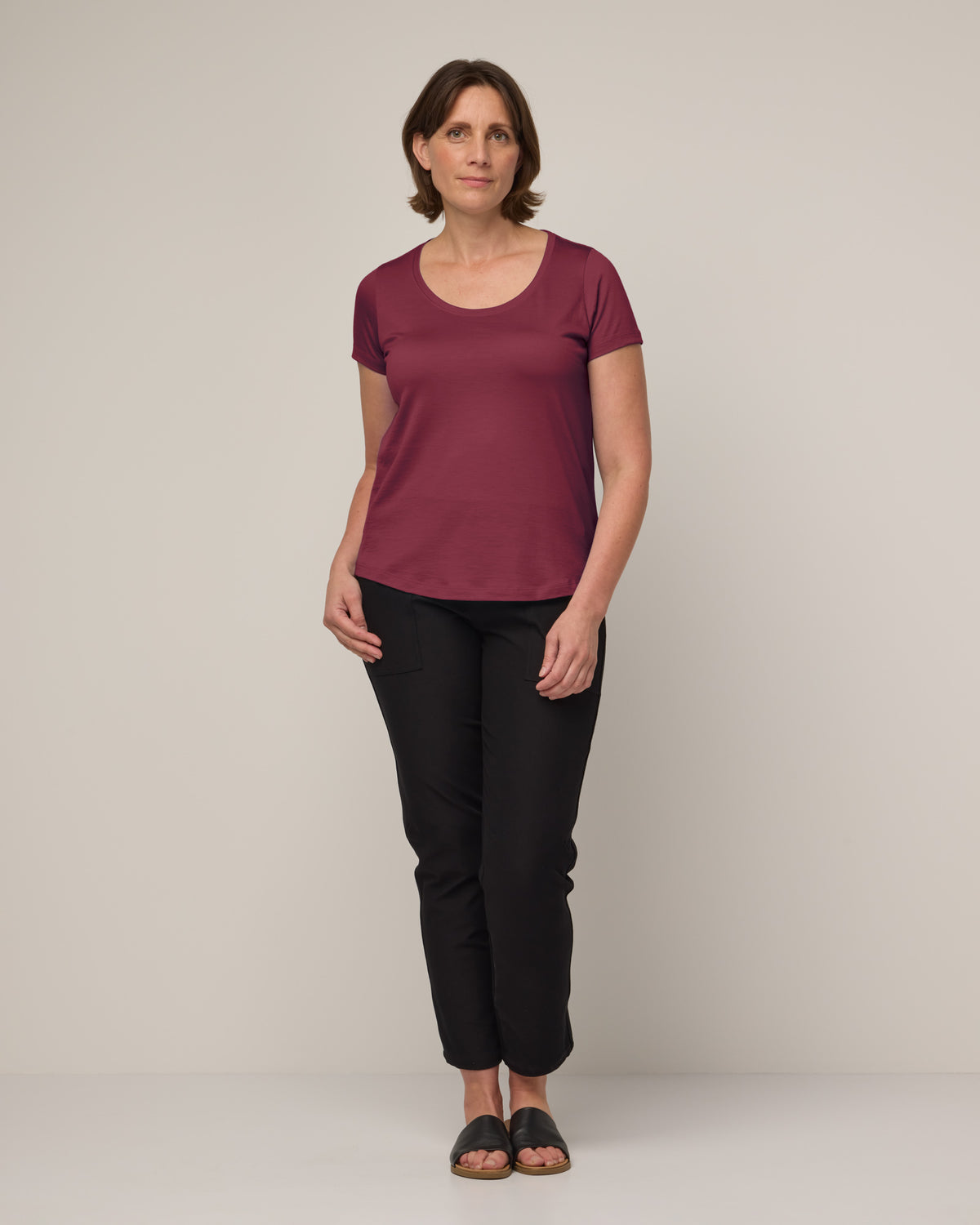 Stella Merino Wool Signature Scoop Neck Tee - Plum – Stella Scoop Neck ...