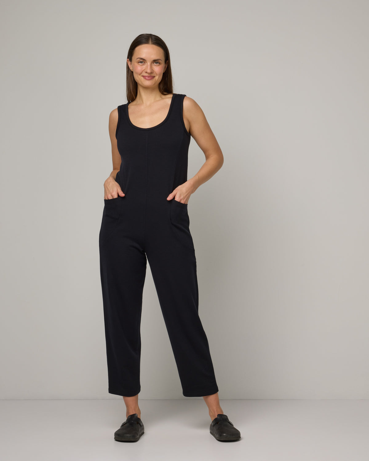 Sydney Merino Wool Tank Jumpsuit - Black – Sydney French Terry Jumpsuit ...