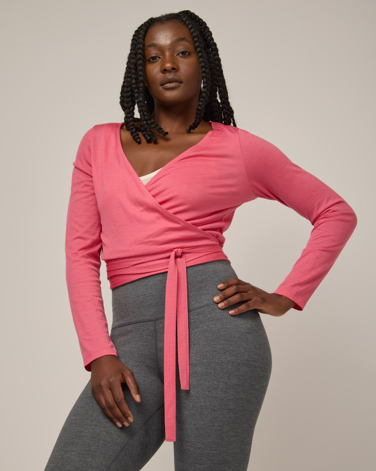 Natalia Merino Wool Wrap Top - Geranium – Natalia Wrap Top | wool&