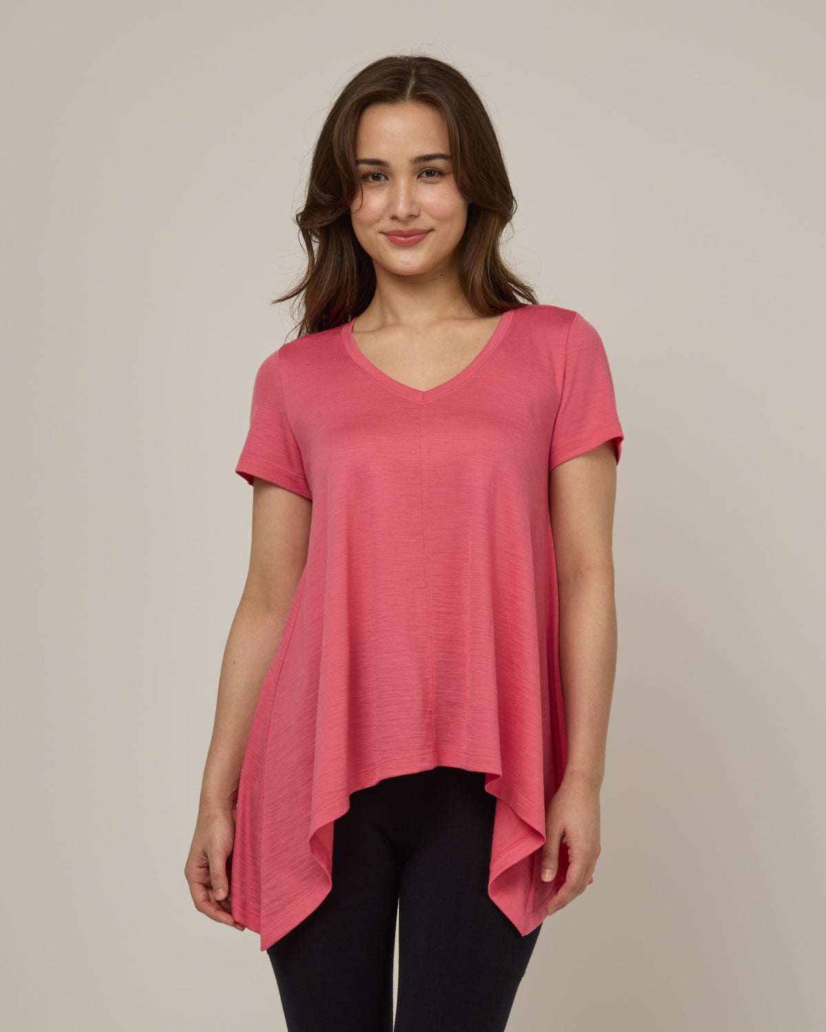 Quinn Merino Wool Trapeze Tee - Geranium – Quinn Trapeze Tee | wool&