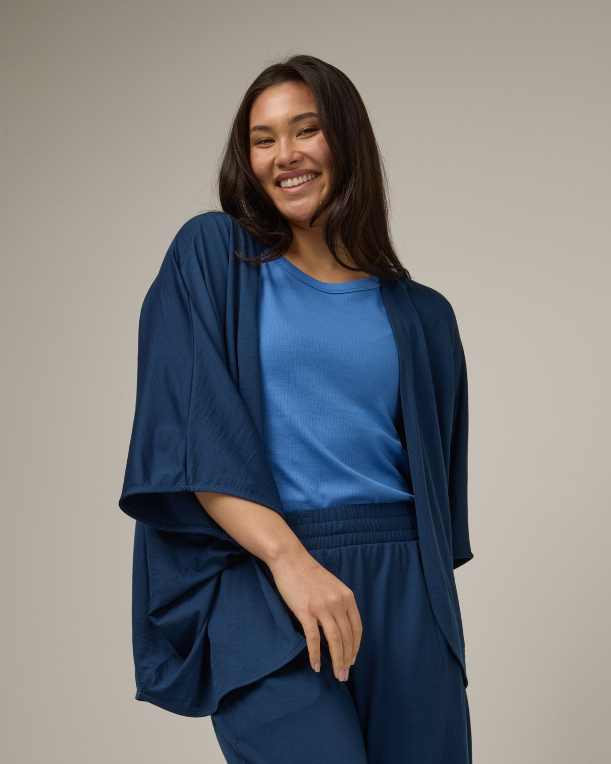 Lisbon Merino Wool Shawl Cardigan - Marine Blue – Lisbon Shawl Cardigan ...