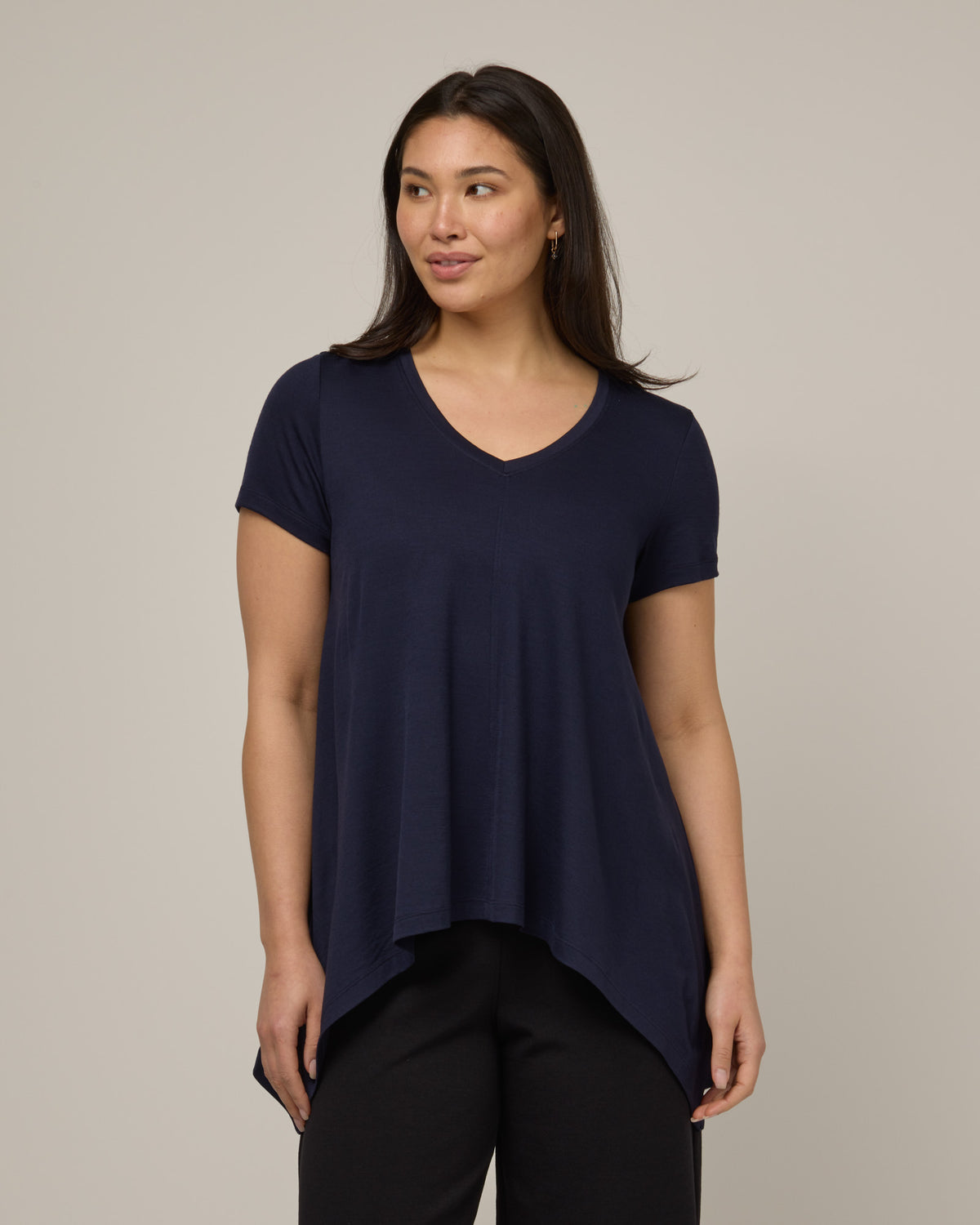 Quinn Merino Wool Trapeze Tee - Navy – Quinn Trapeze Tee | wool&