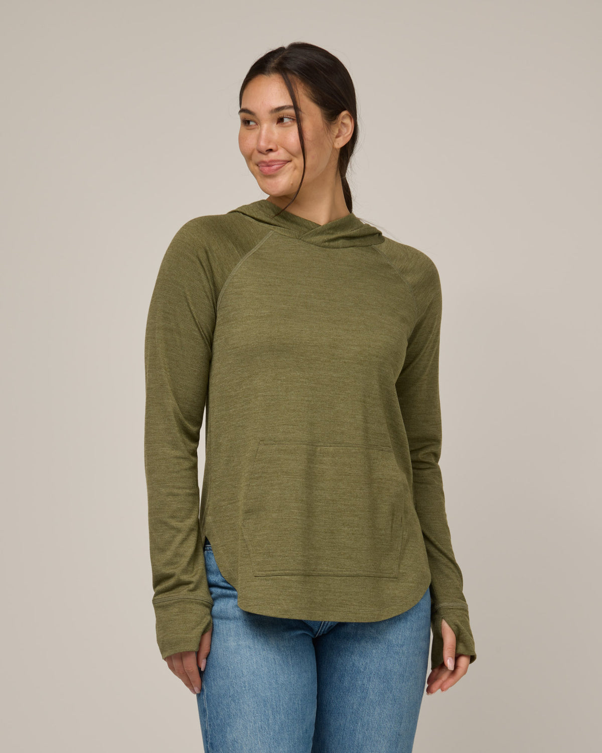 Trek Merino Wool Tunic Hoodie - Cool Olive Heather – Trek Tunic Hoodie ...