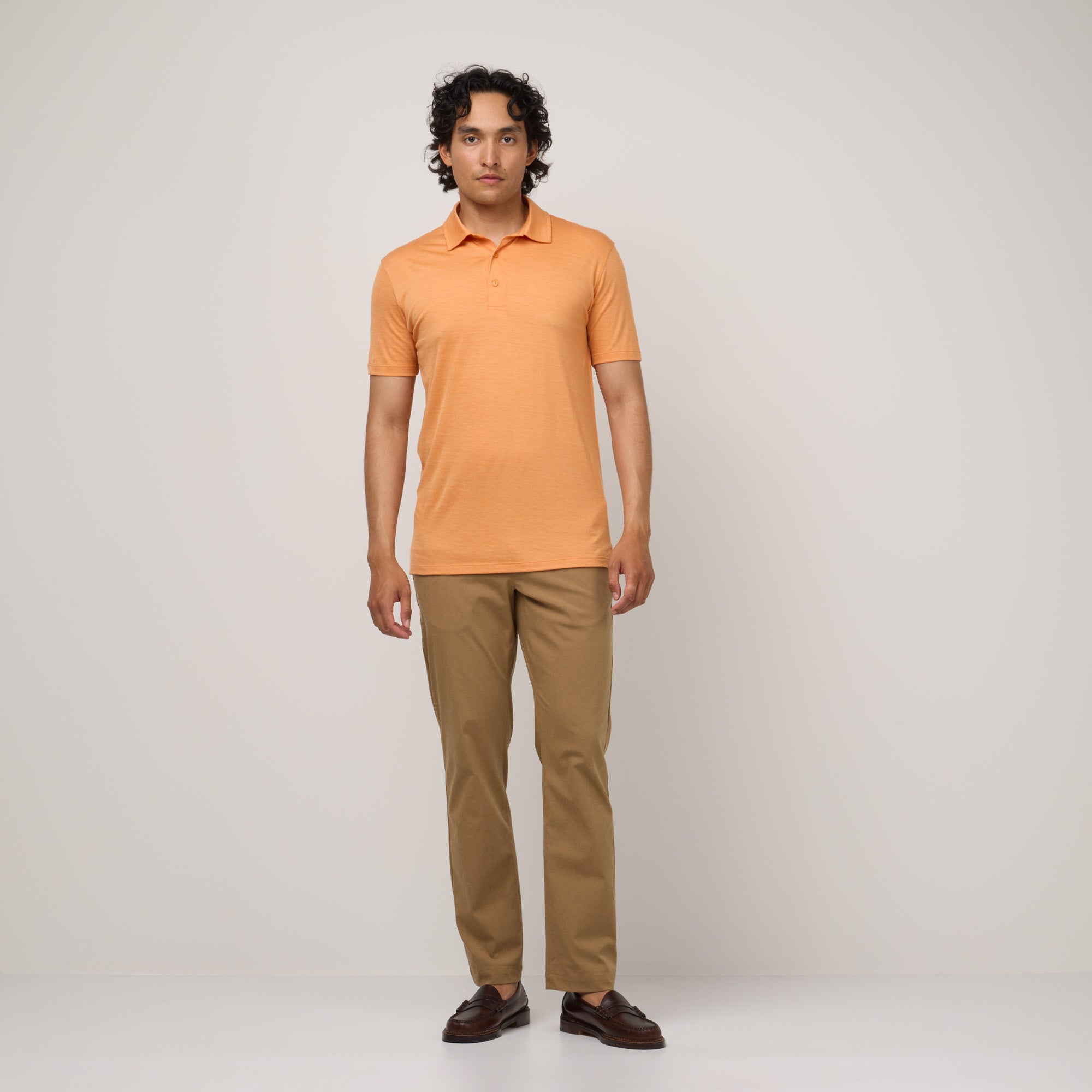 Men's Signature Merino Wool Polo - Orange Horizon – Men's Polo Shirts ...