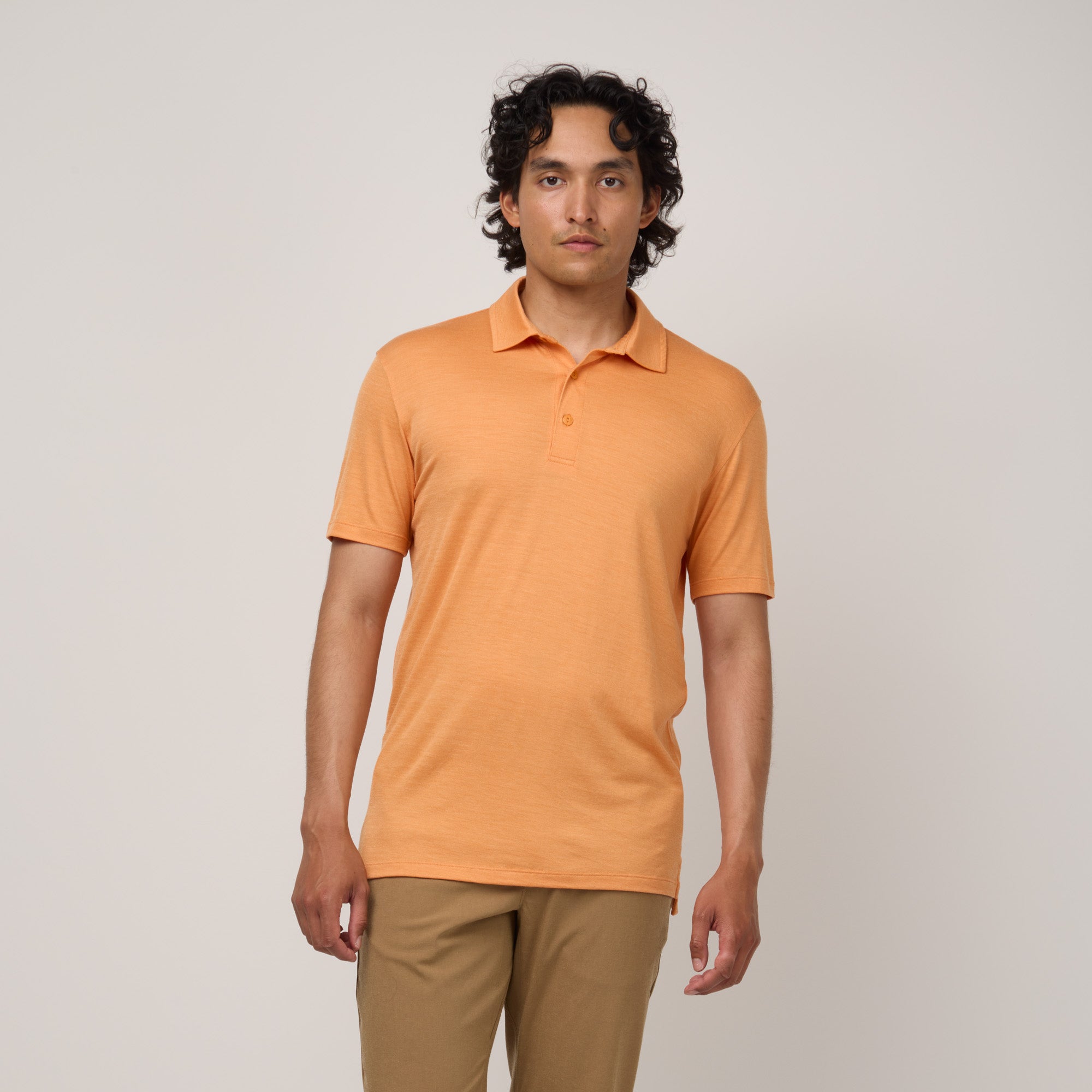 Men's Signature Merino Wool Polo - Orange Horizon – Men's Polo Shirts ...
