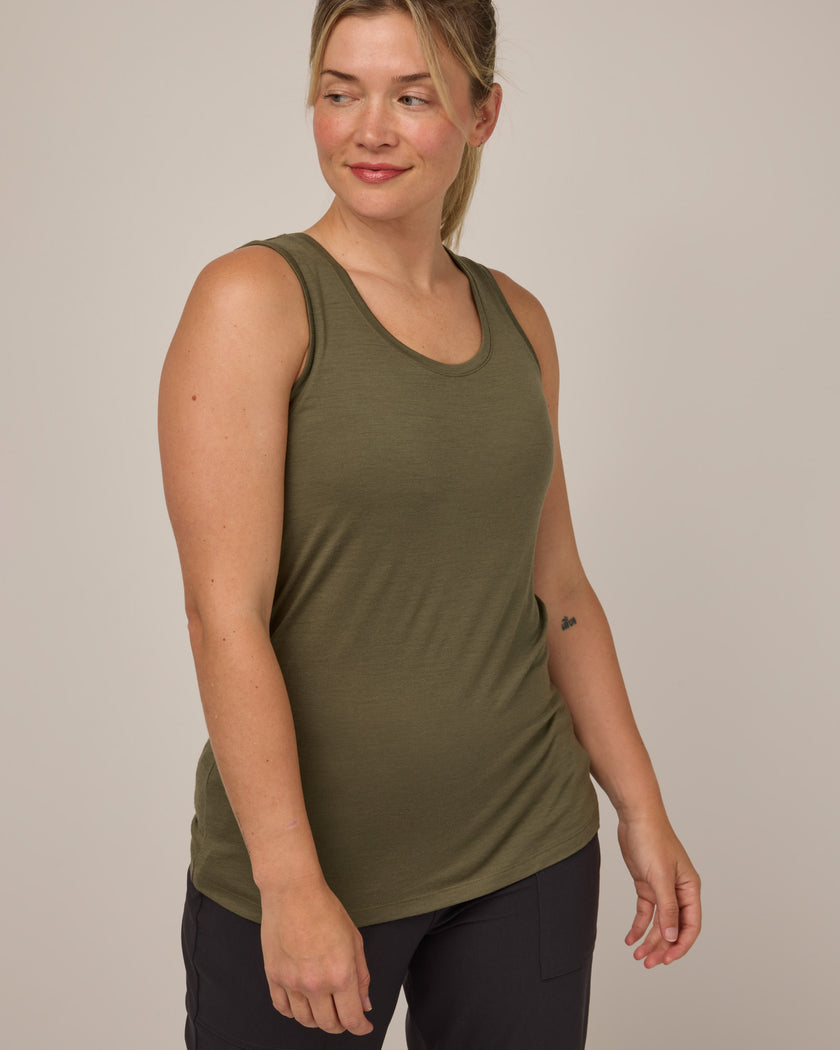 Livia 100% Merino Wool Fitted Tank - Olive – Livia 100% Wool Tank Top ...