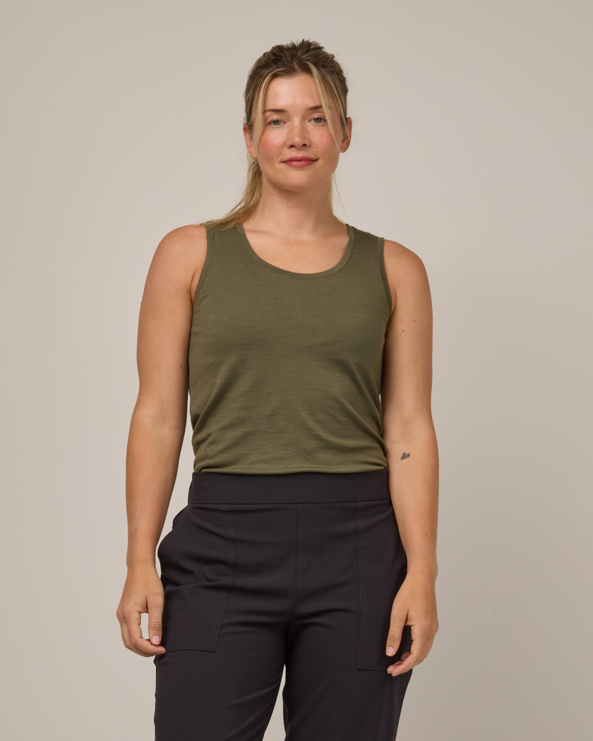 Livia 100% Merino Wool Fitted Tank - Olive – Livia 100% Wool Tank Top ...