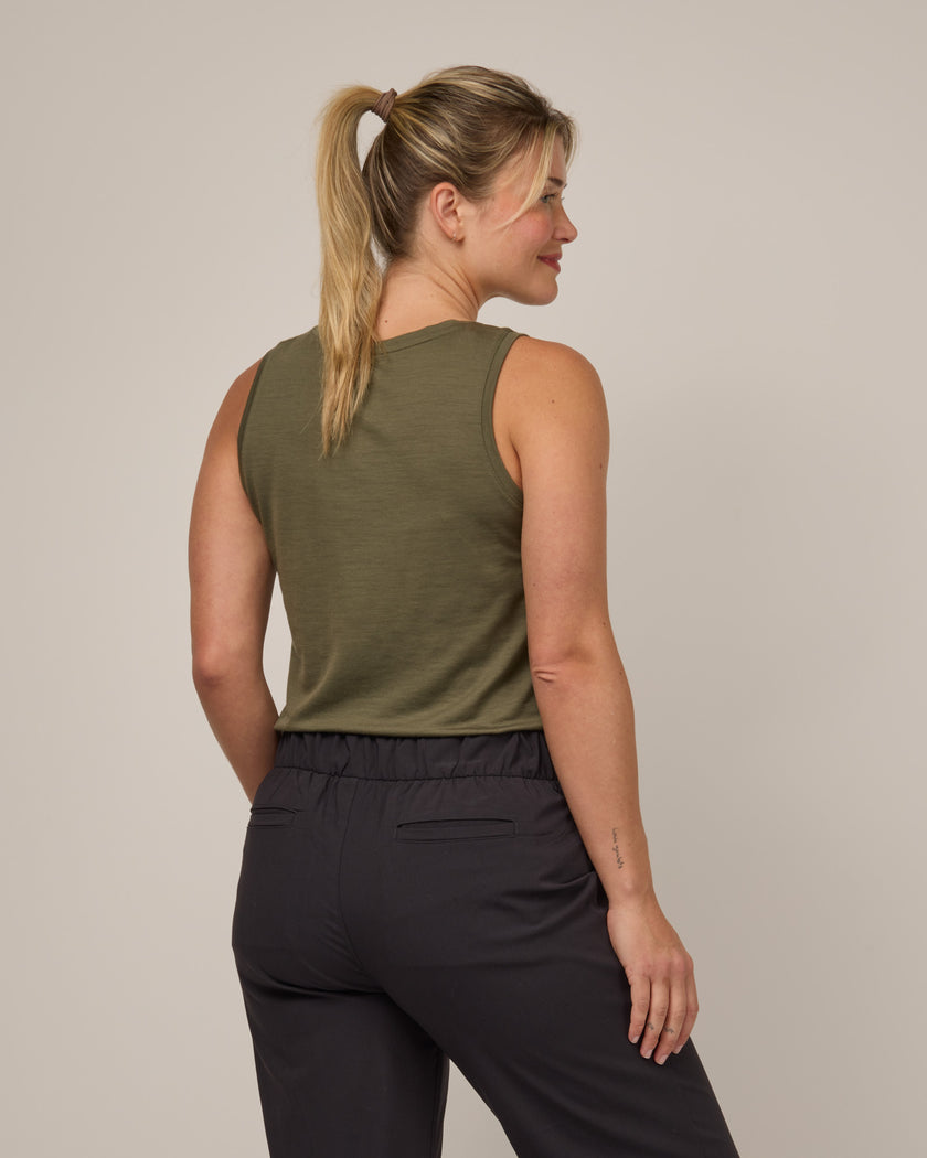 Livia 100% Merino Wool Fitted Tank - Olive – Livia 100% Wool Tank Top ...