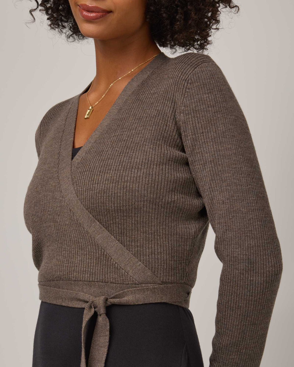 Adeline Merino Wool Wrap Sweater - Brown Heather – Adeline Wrap Sweater ...