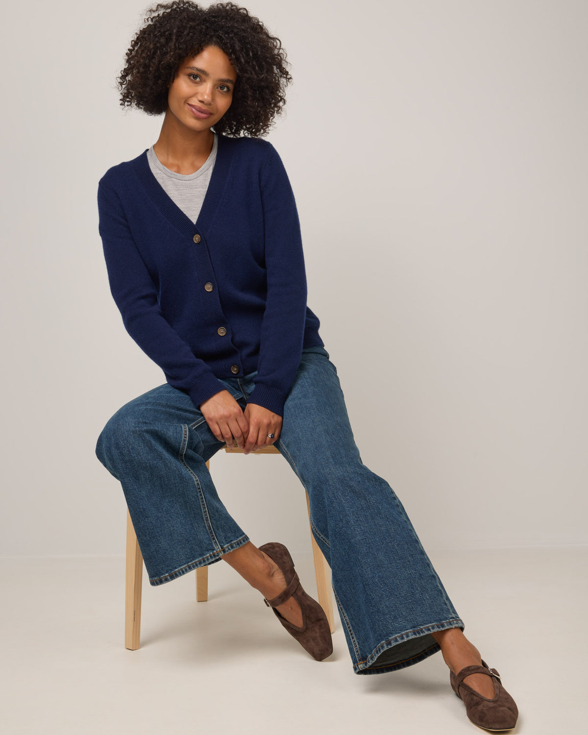 Hazel Merino Wool Sweater Cardigan - Navy – Hazel Sweater Cardigan | wool&