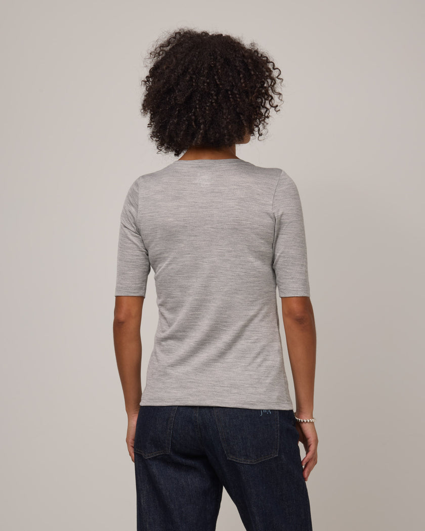 Celine Signature Merino Wool Elbow Sleeve Tee - Gray Heather – Celine ...