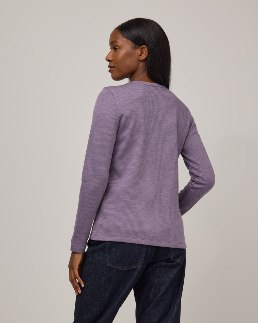 Rayne Merino Wool Ribbed Fitted Top - Purple Sage – Rayne Ribbed Fitted ...