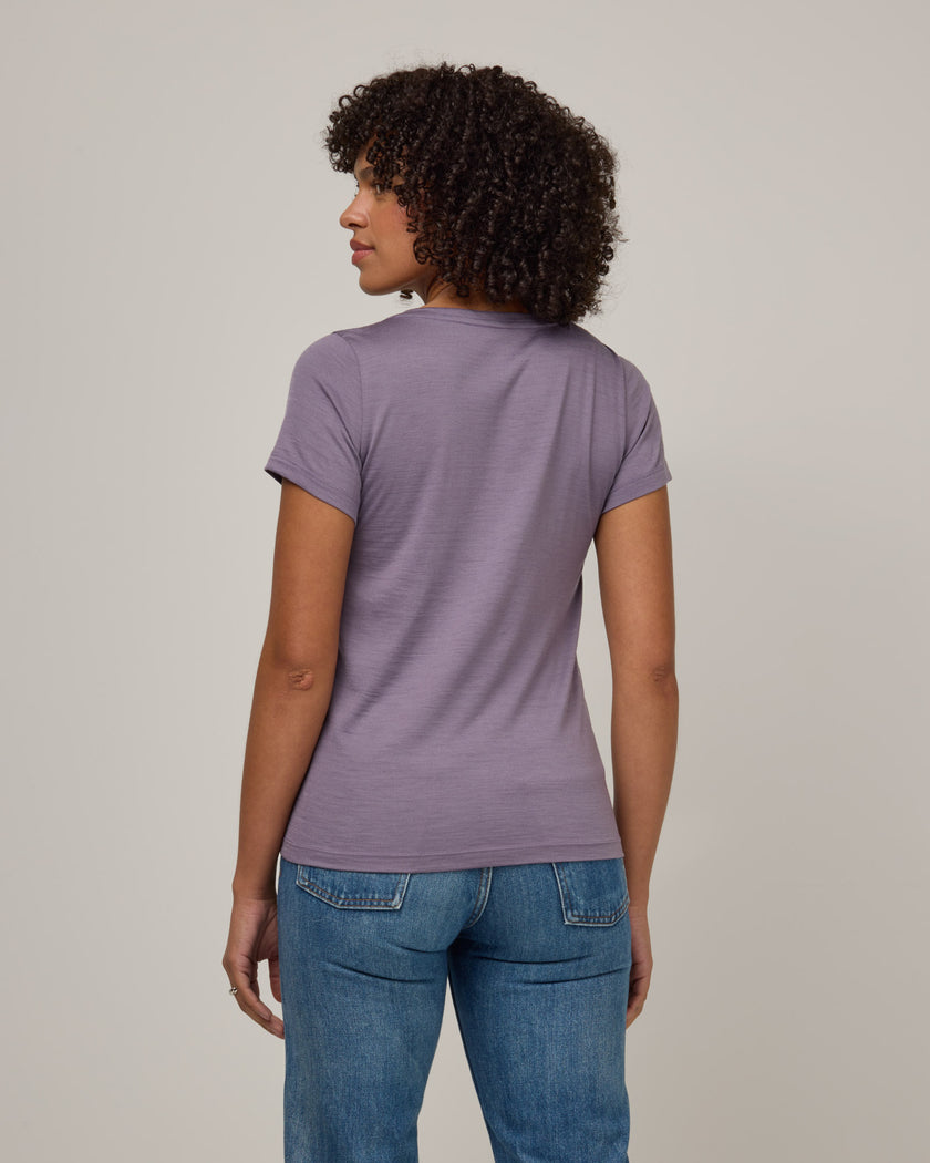 Morgan Merino Wool V-Neck Tee - Purple Sage – Morgan Vneck Tee | wool&