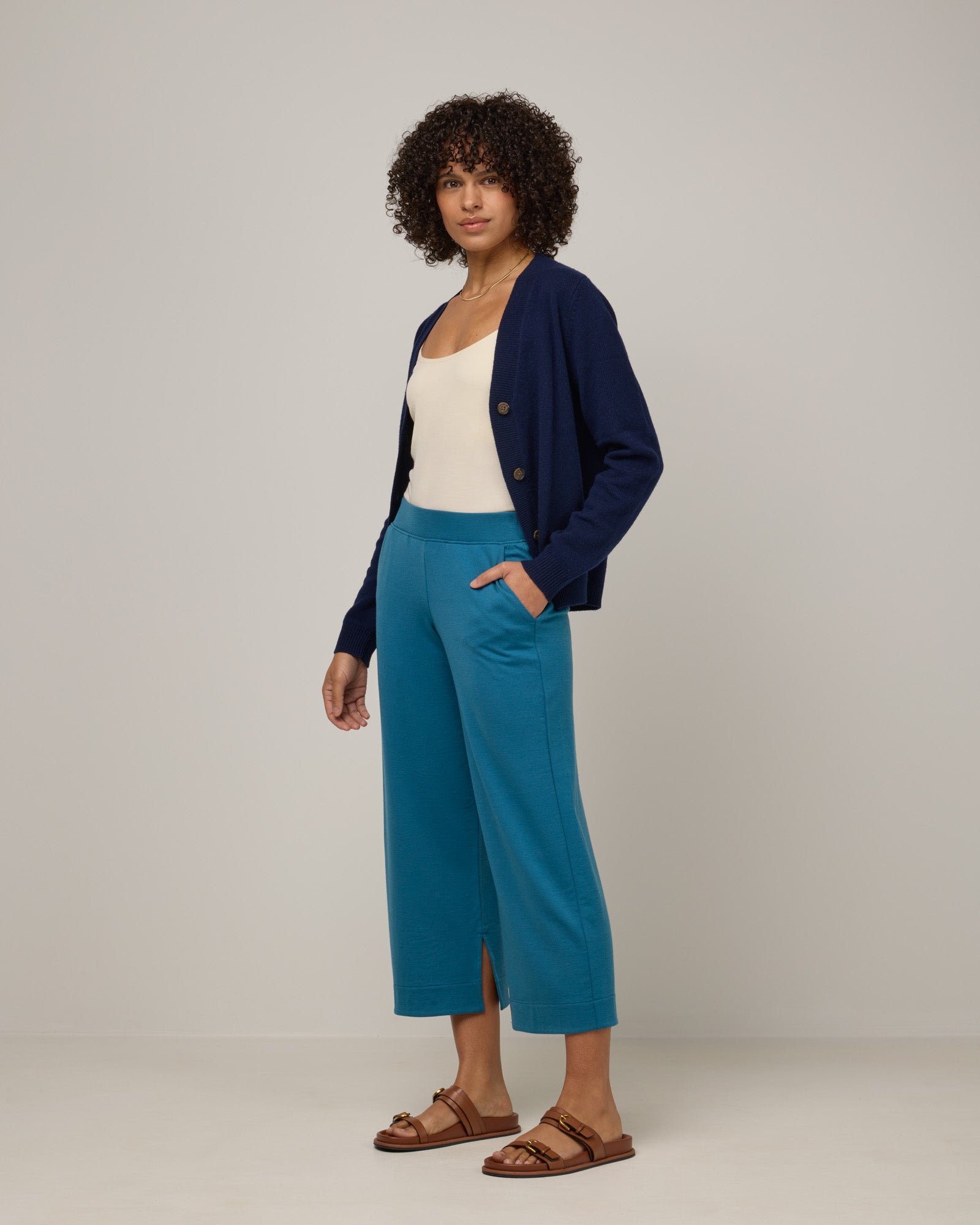 Aspen Merino Wool Wide Leg Crop Sweatpant - Ocean Teal – Aspen Wide Leg ...