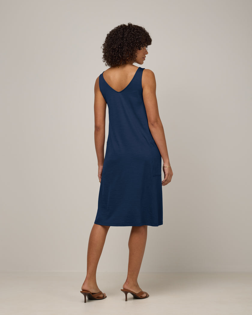 Summer Merino Wool Reversible Dress - Marine Blue – Summer Midi Tank ...