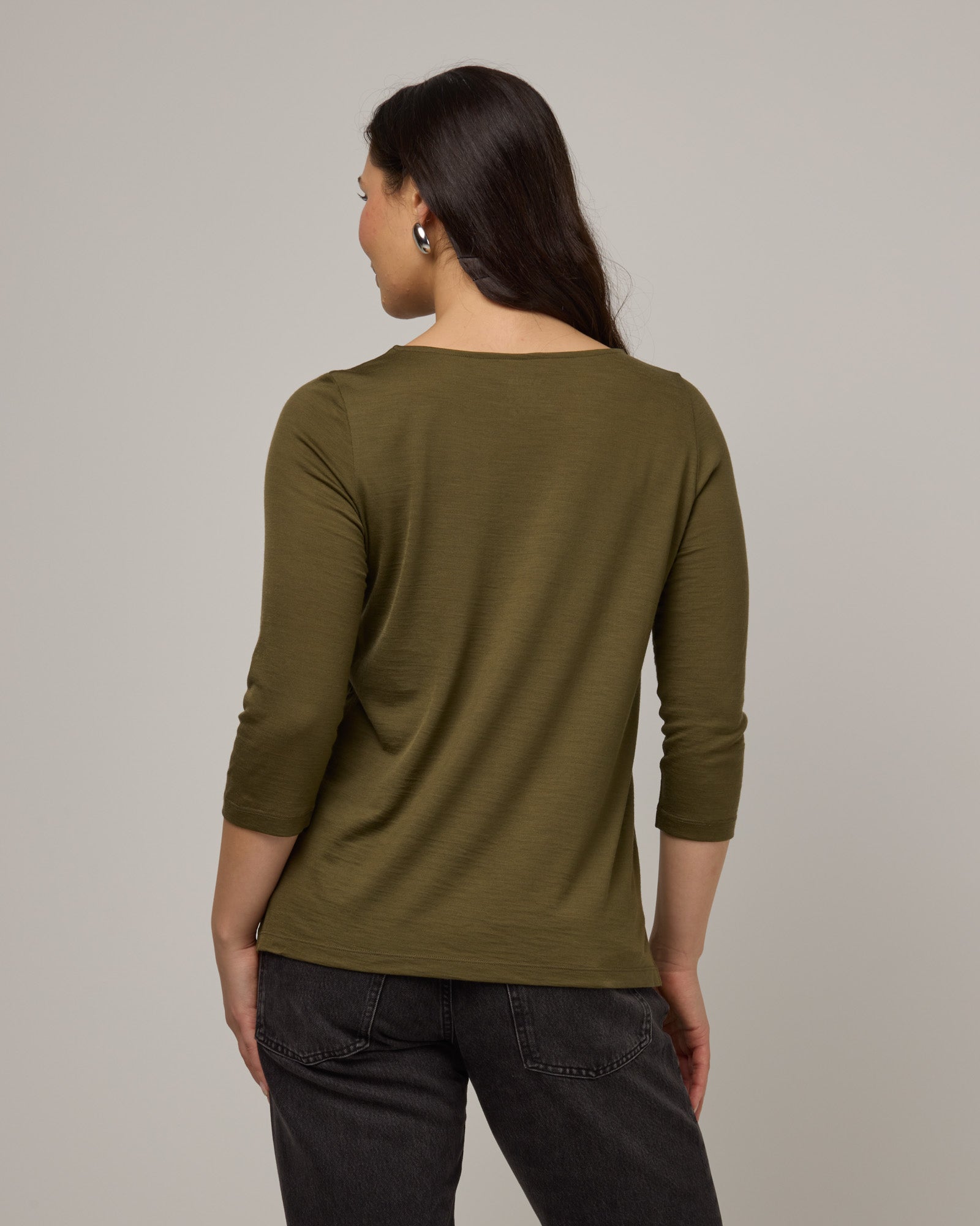 Colette Merino Wool Quarter Sleeve Top - Olive – Colette Quarter-Sleeve ...