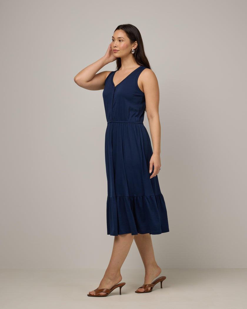 Grace Merino Wool Tiered Dress - Marine Blue – Grace Tiered Tank Dress ...