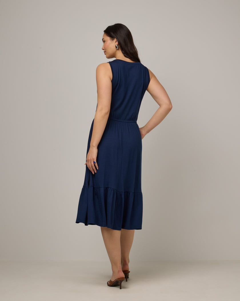 Grace Merino Wool Tiered Dress - Marine Blue – Grace Tiered Tank Dress ...